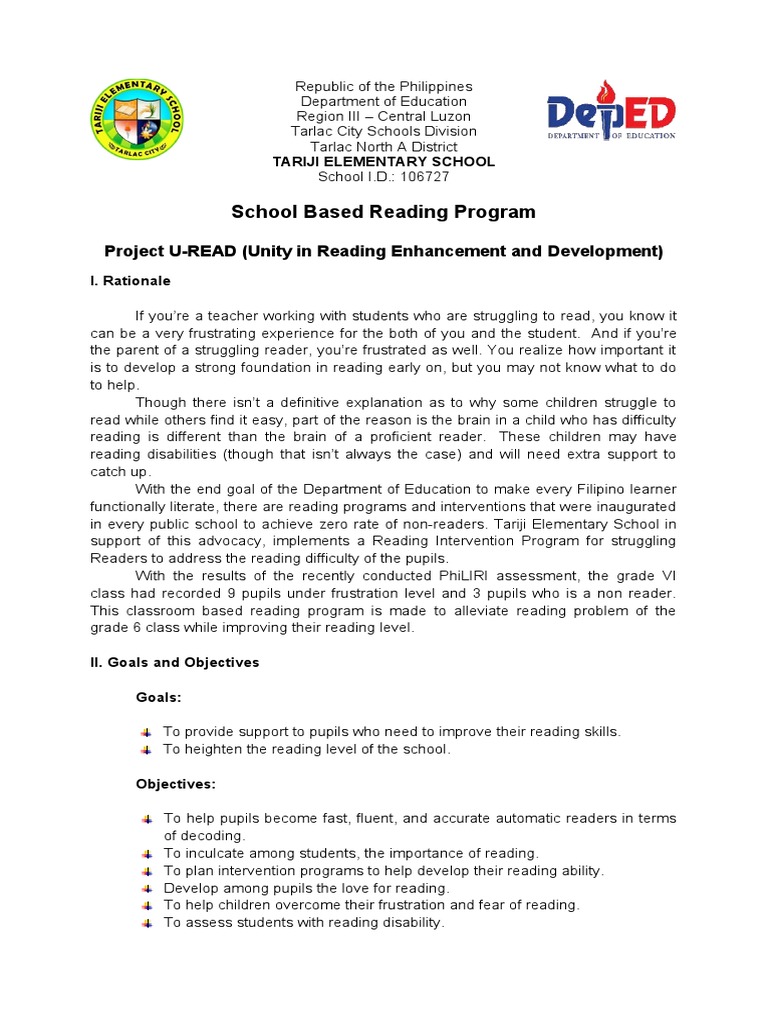 School Based Reading Program | PDF | Reading Comprehension ...