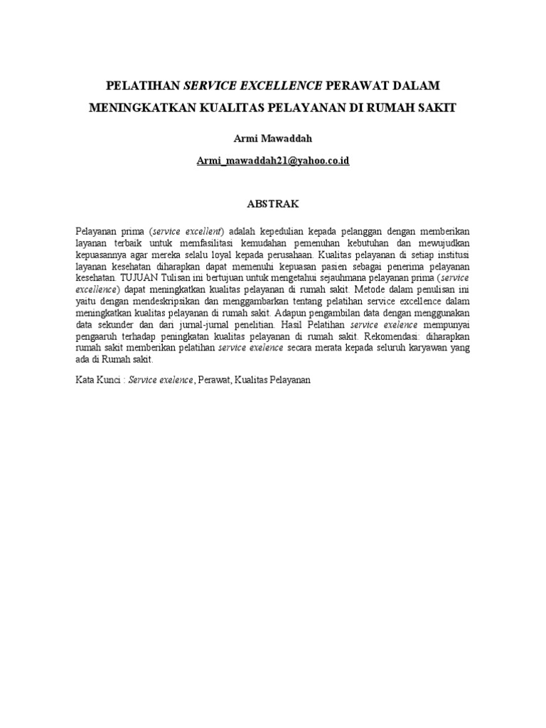 Pelatihan Service Excellence Perawat | PDF