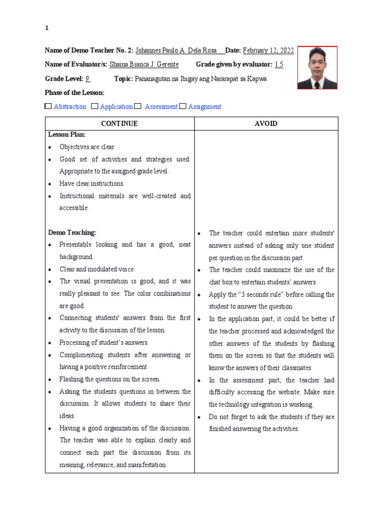 Abstraction Application Assessment Assignment: Lesson Plan | PDF | Teachers | Lesson Plan
