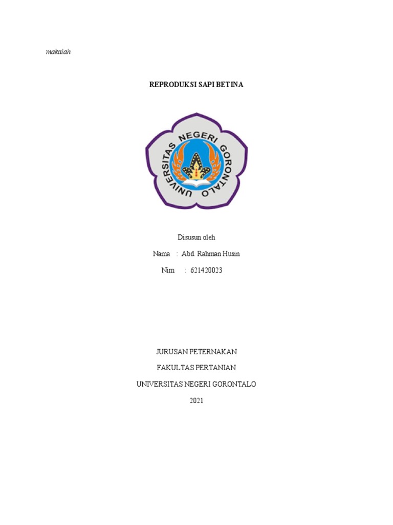 Anatomi dan Fungsi Reproduksi Sapi Betina | PDF