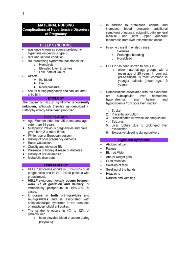 Hellp Syndrome and Dic | Download Free PDF | Diseases And Disorders ...