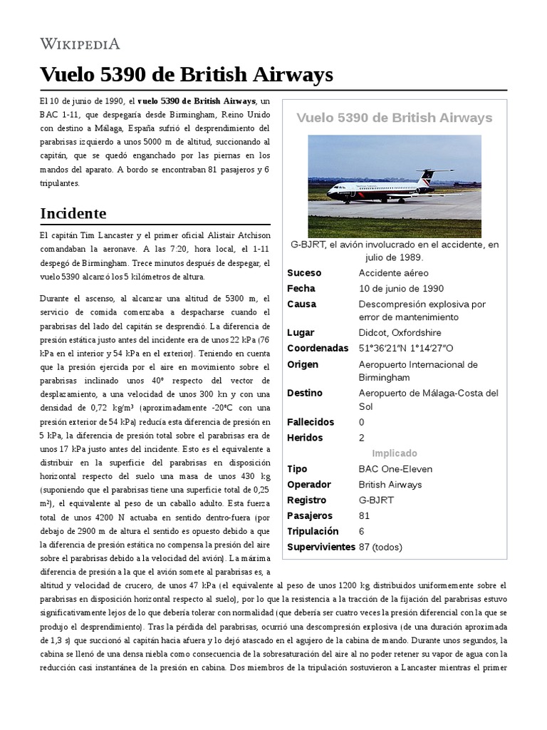 Vuelo 5390 de British Airways | PDF | Aviación | Aeronave