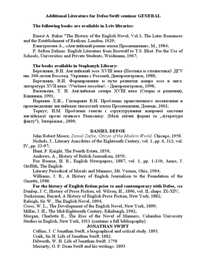 Defoe Swift | PDF | Jonathan Swift | Gulliver's Travels