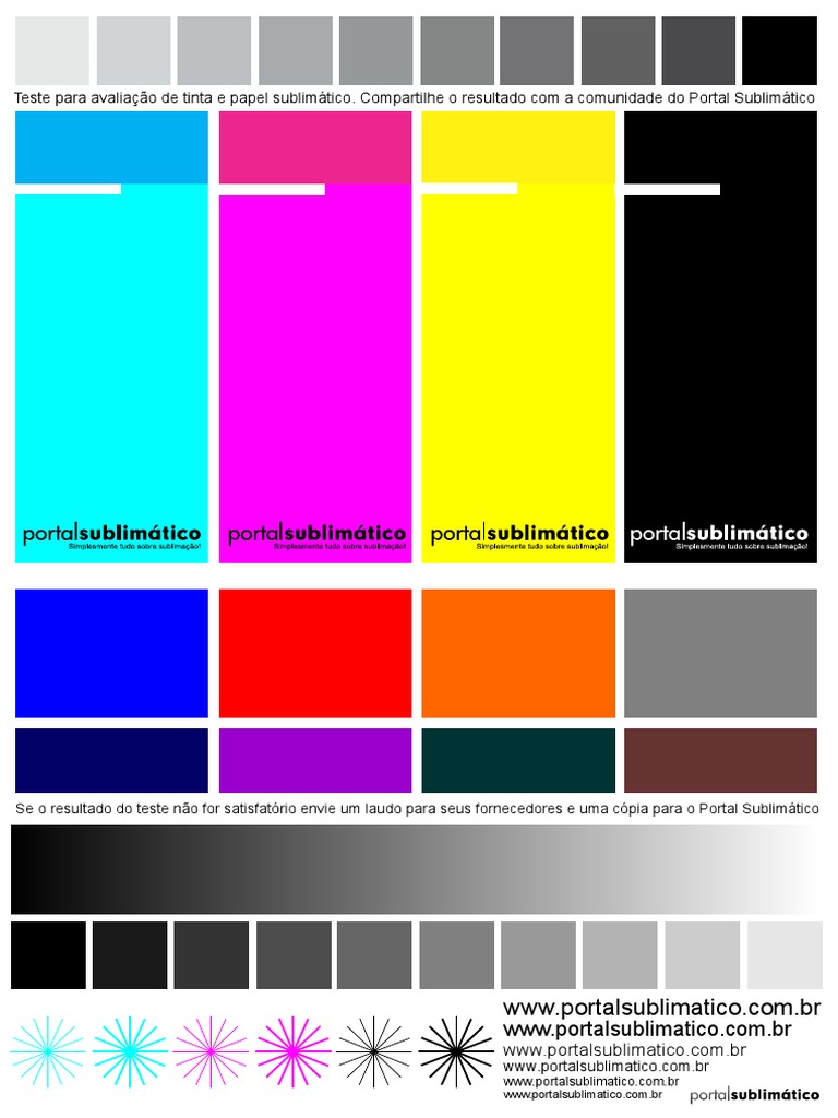 Resultados do teste de qualidade de tinta e papel sublimático e ...
