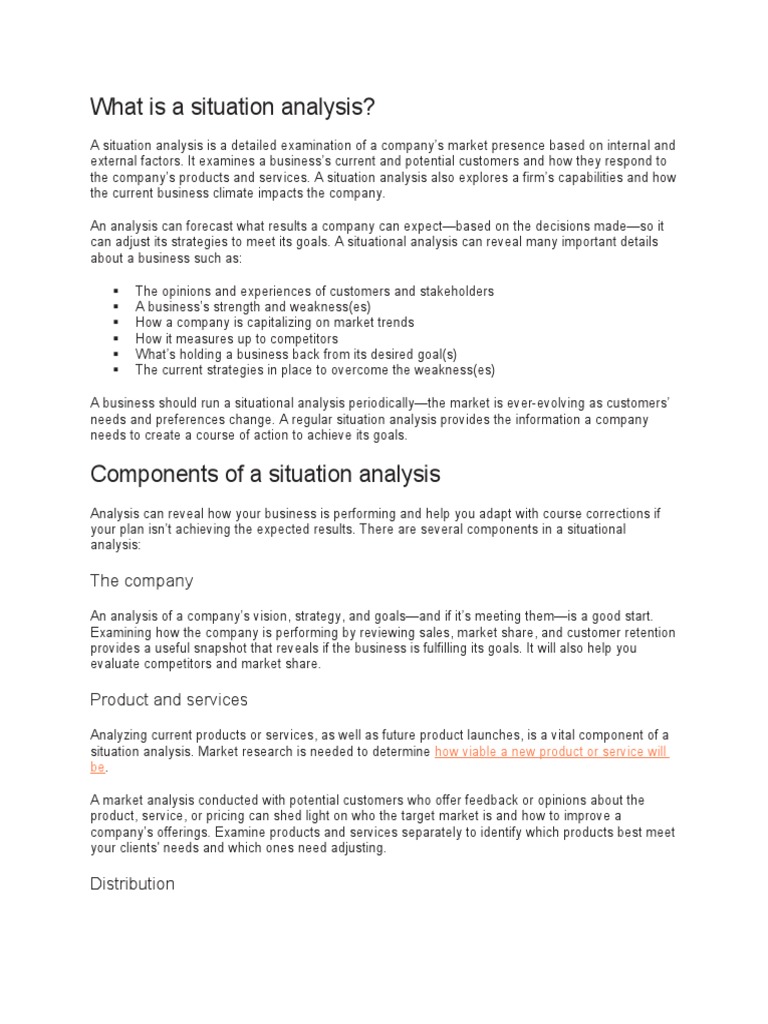What Is A Situation Analysis | PDF | Swot Analysis | Market Analysis