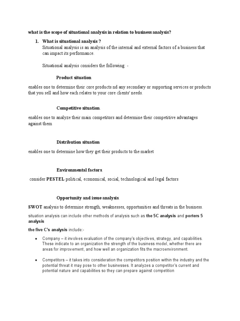 What Is The Scope of Situational Analysis in Relation To Business ...