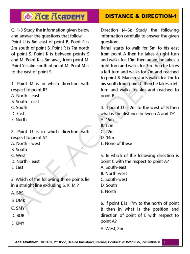 DISTANCE AND DIRECTION PROBLEMS | PDF