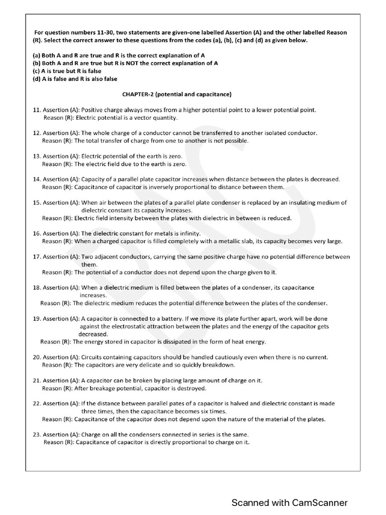 Assertion Reason Chapter 2,3,4,5 | PDF