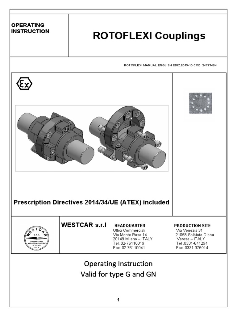 ROTOFLEXI Couplings: Operating Instruction Valid For Type G and GN ...