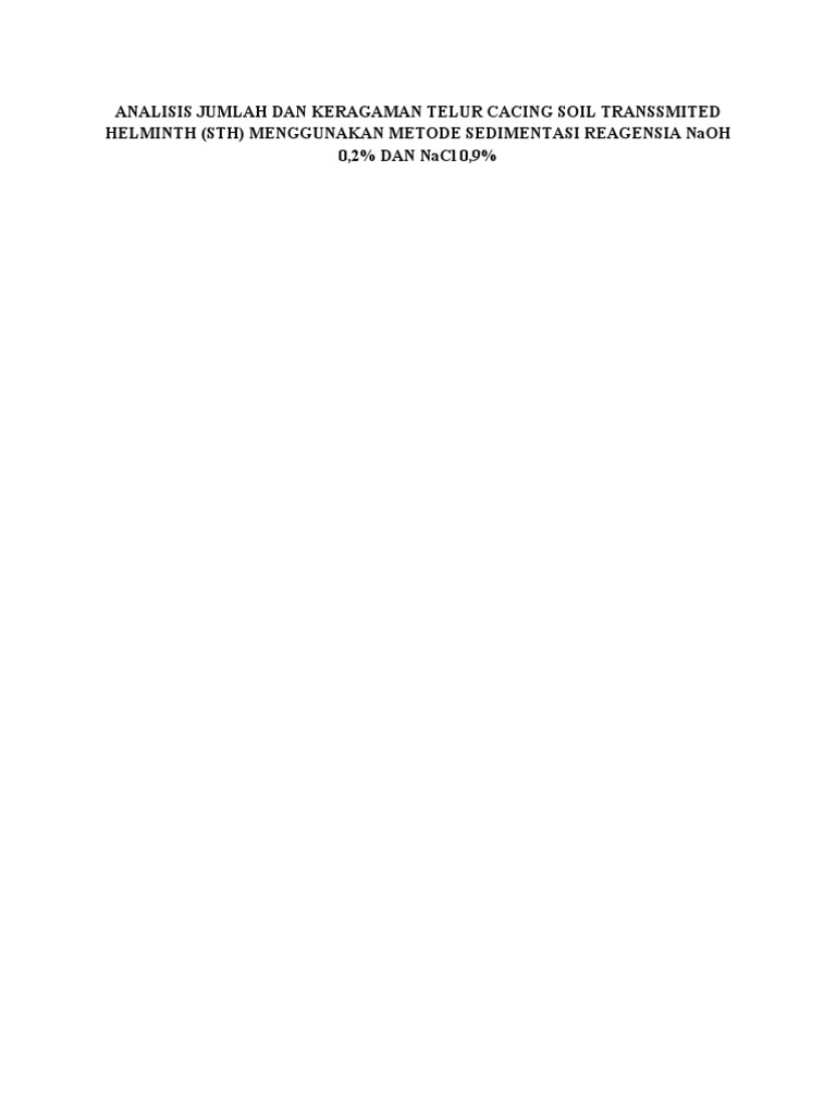 Analisis Jumlah Dan Keragaman Telur Cacing Soil Transsmited Helminth (STH) Menggunakan Metode ...