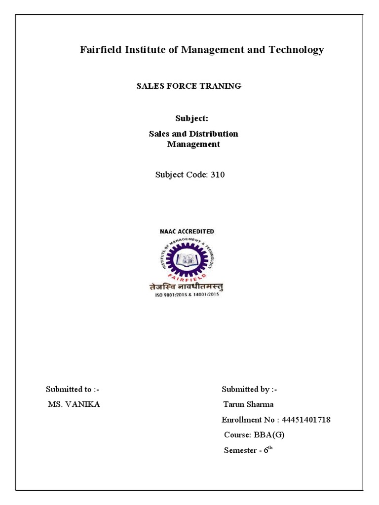 Sales And Distribution Management Pdf Sales Behavior