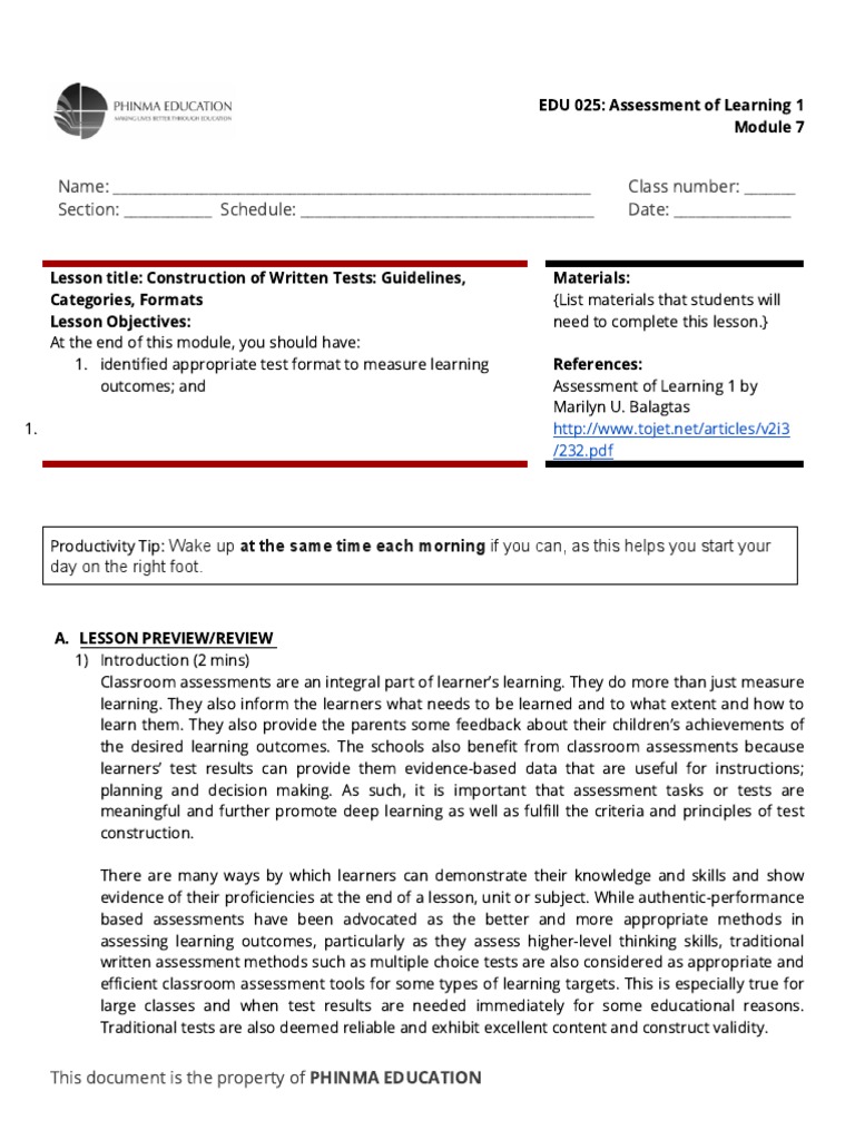 Name: - Section: - Schedule: - Class Number: - Date | PDF | Educational ...