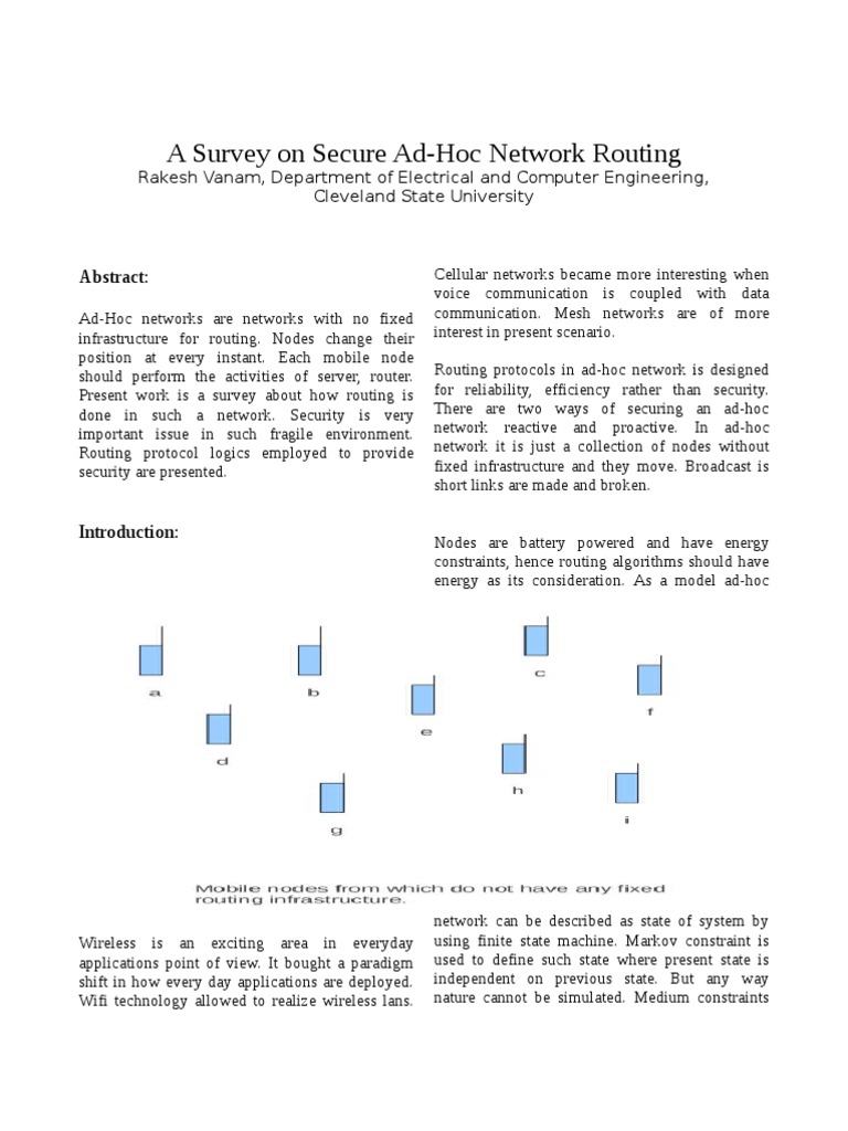 A Survey On Secure Ad-Hoc Network Routing: Abstract | PDF | Routing | Computer Network