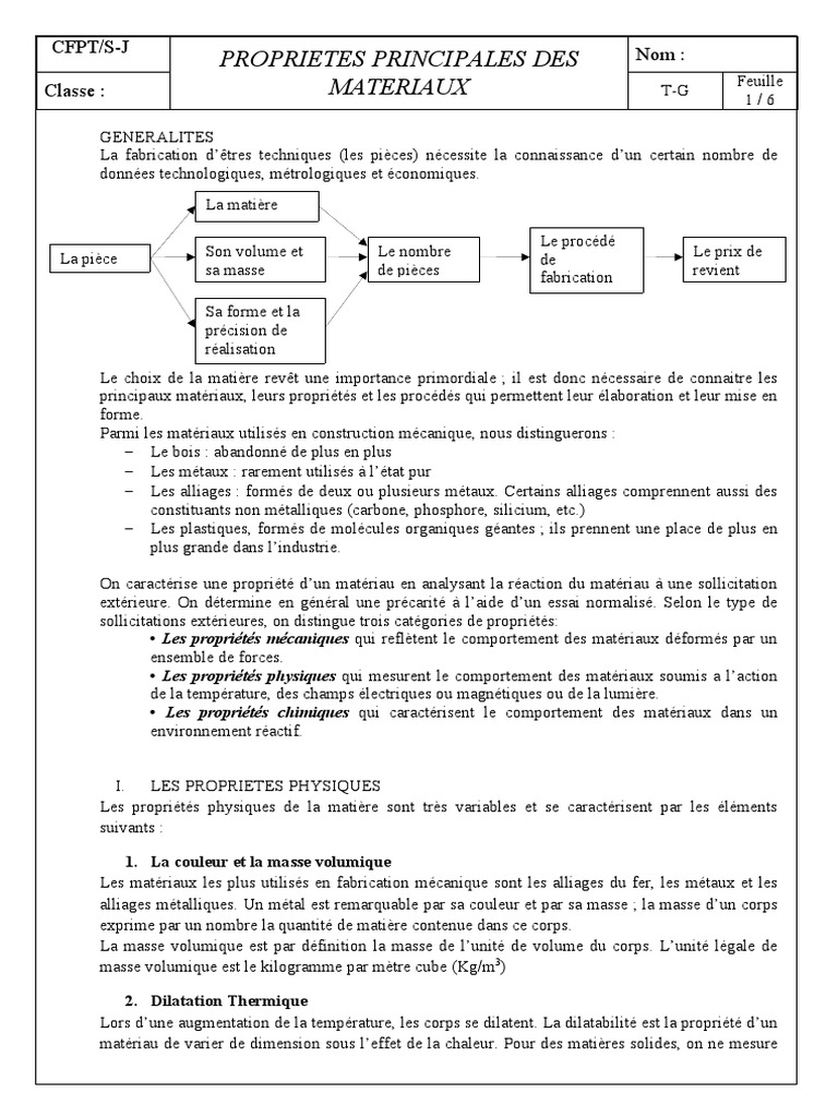 Propriétés des matériaux en mécanique | PDF | Métaux | Densité