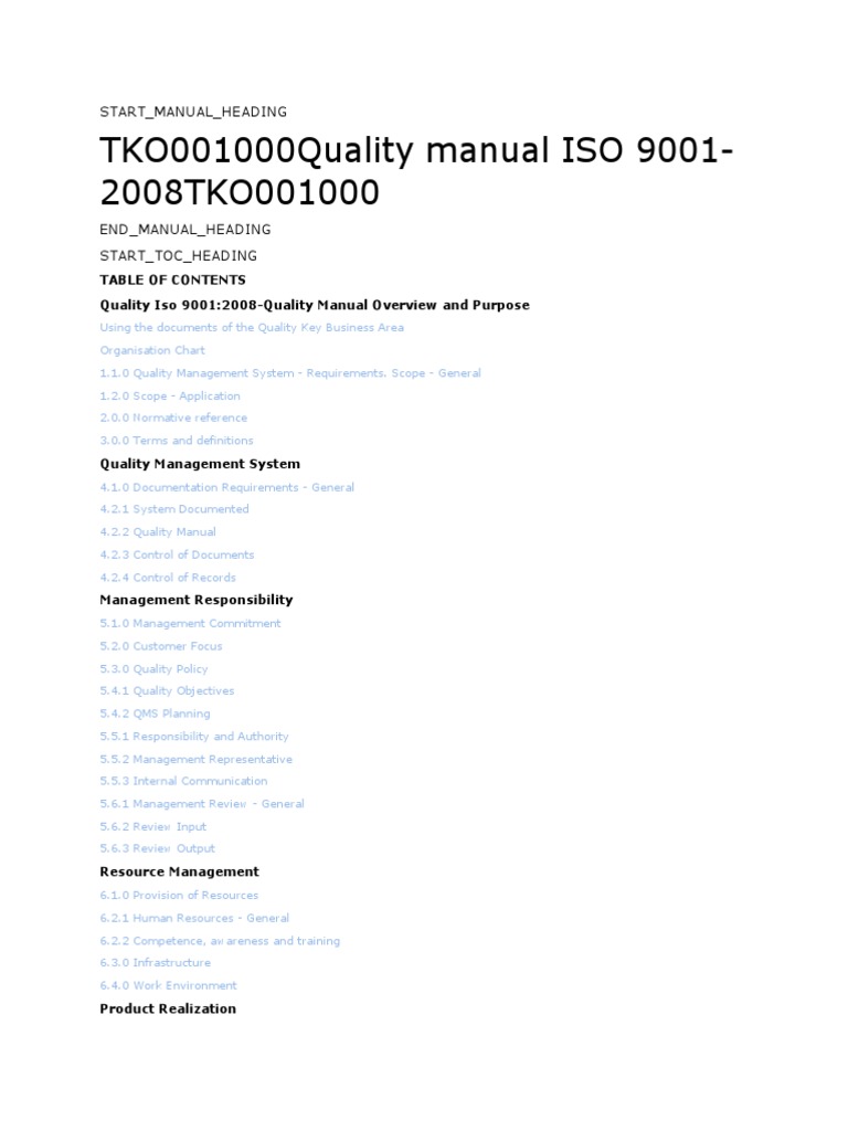 Quality Manual Iso 9001 2008 | PDF | Quality Management System | Iso 9000