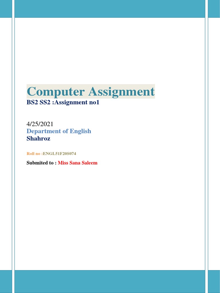 Computer Assignment: BS2 SS2:Assignment No1 | Download Free PDF ...
