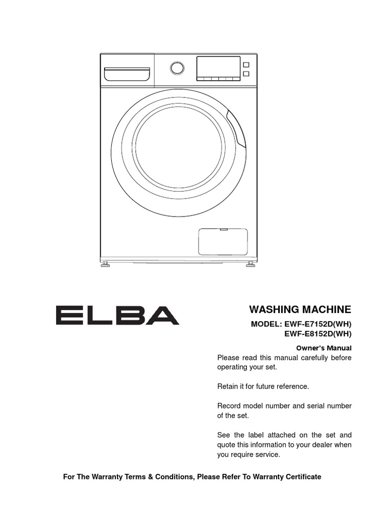 Washing Machine EWF-E7152DWHEWF-E8152DWH-User-Manual | PDF | Ac Power ...