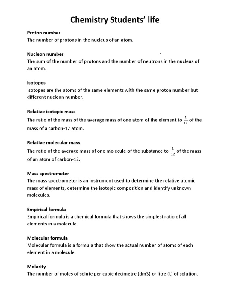 Short Notes (Chemistry) | PDF | Chemical Bond | Acid