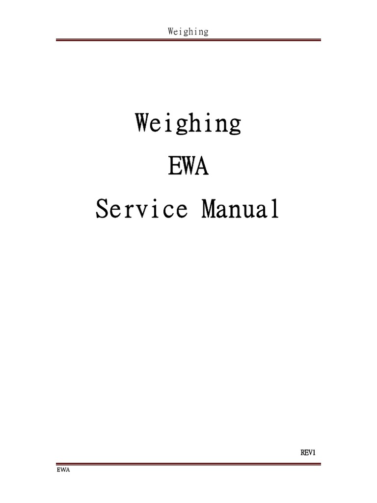 EWA Service Manual | PDF | Weight | Calibration