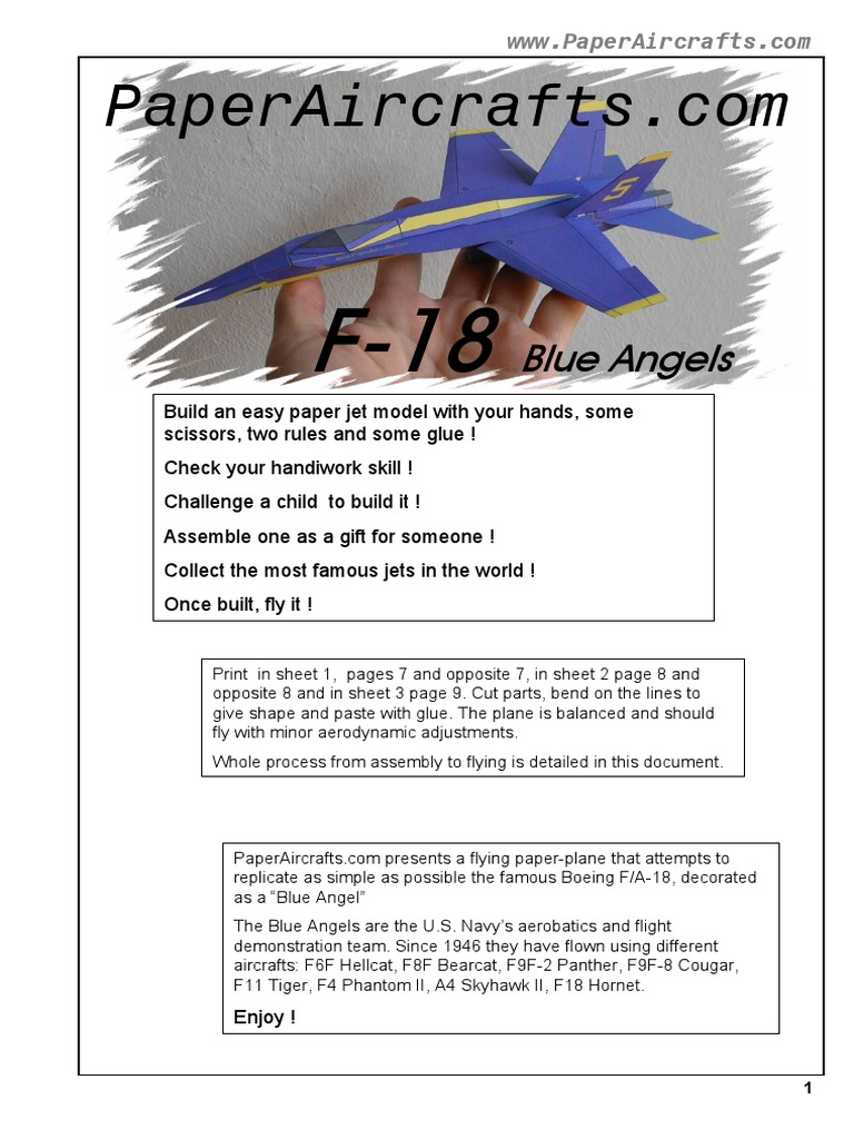 Paper-Aircraft - f18 Blue Angels | PDF | Flap (Aeronautics) | Vehicle ...