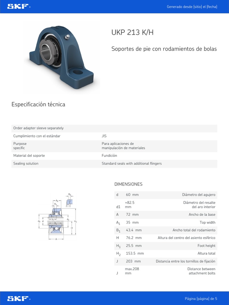 UKP 213 K/H: Soportes de Pie Con Rodamientos de Bolas | PDF | Red ...