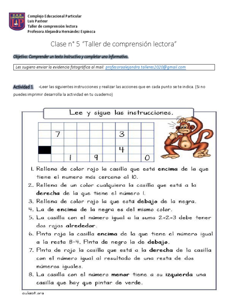 Actividad N°5 Taller de Comprensión Lectora 3ro Básico B | PDF