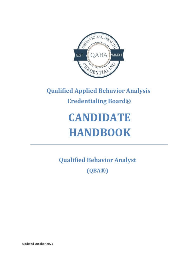 Candidate Handbook: Qualified Applied Behavior Analysis Credentialing ...