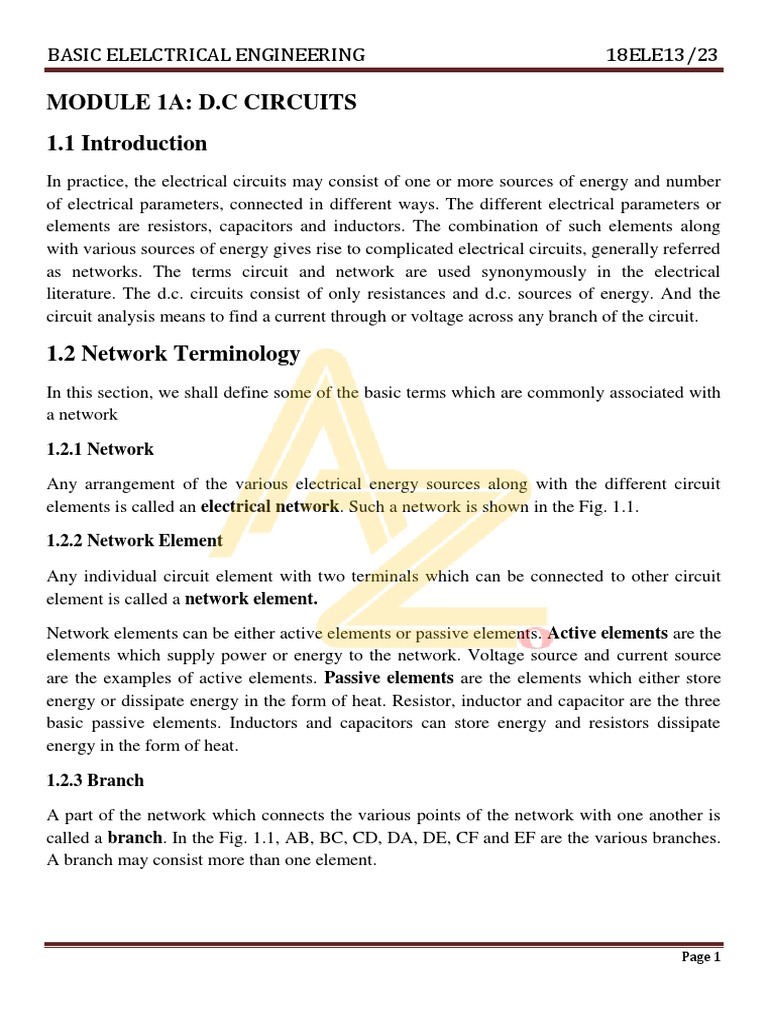BASIC ELECTRICAL ENGINEERING Module 1 | PDF | Series And Parallel ...