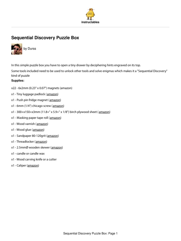 Sequential Discovery Puzzle Box | Download Free PDF | Friction ...