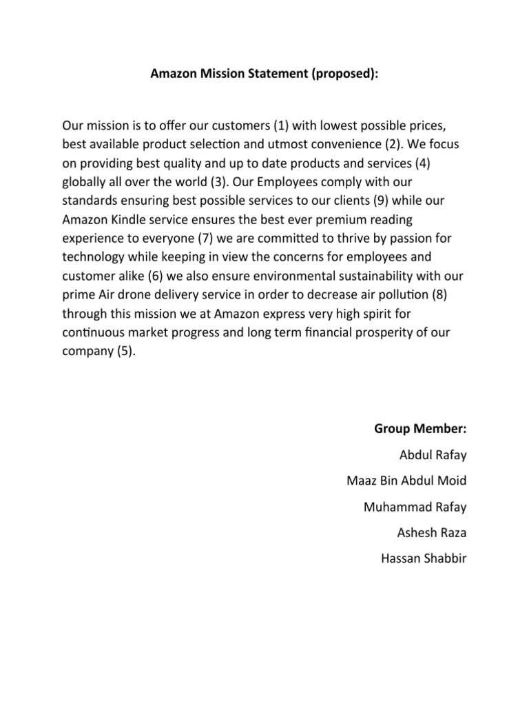 Amazon Mission Statement | PDF