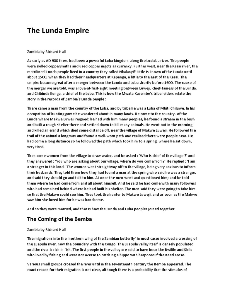 The Rise and Power of the Lunda Empire in Zambia | PDF | Zambia