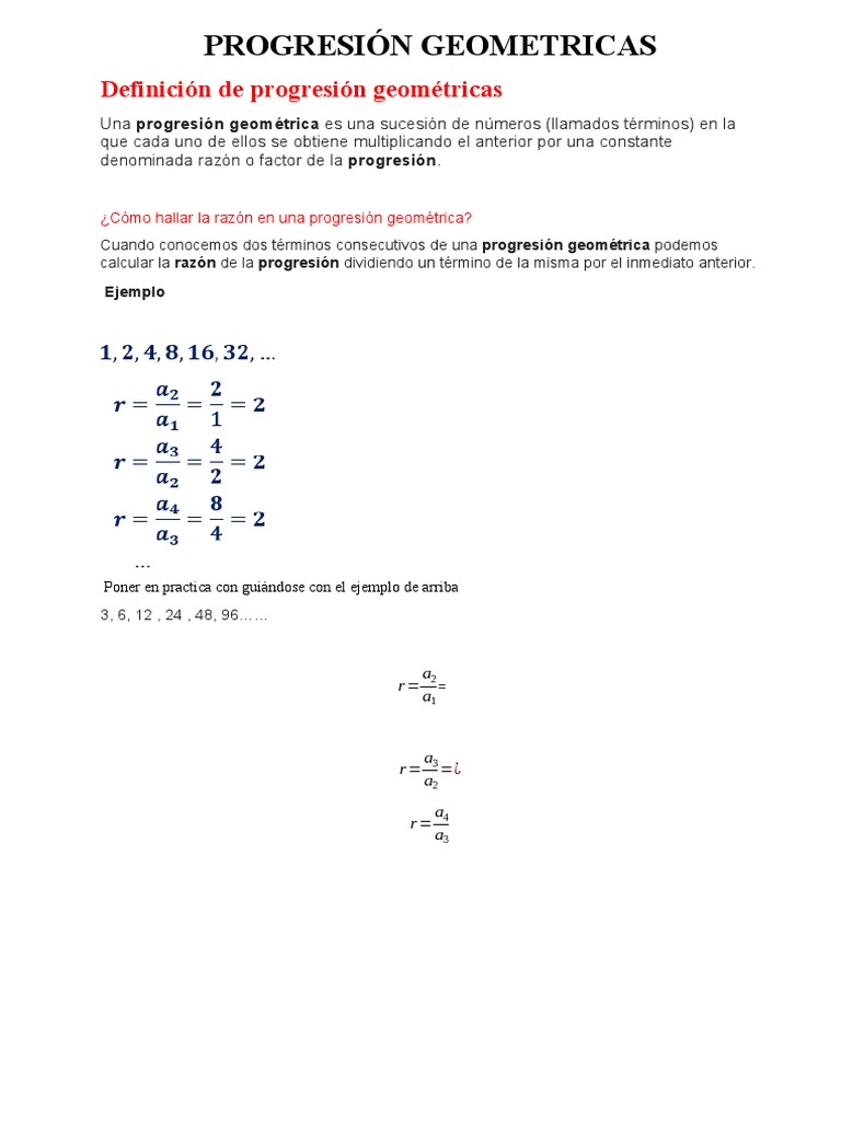 Leccion 19 Progresiones Geometricas | PDF