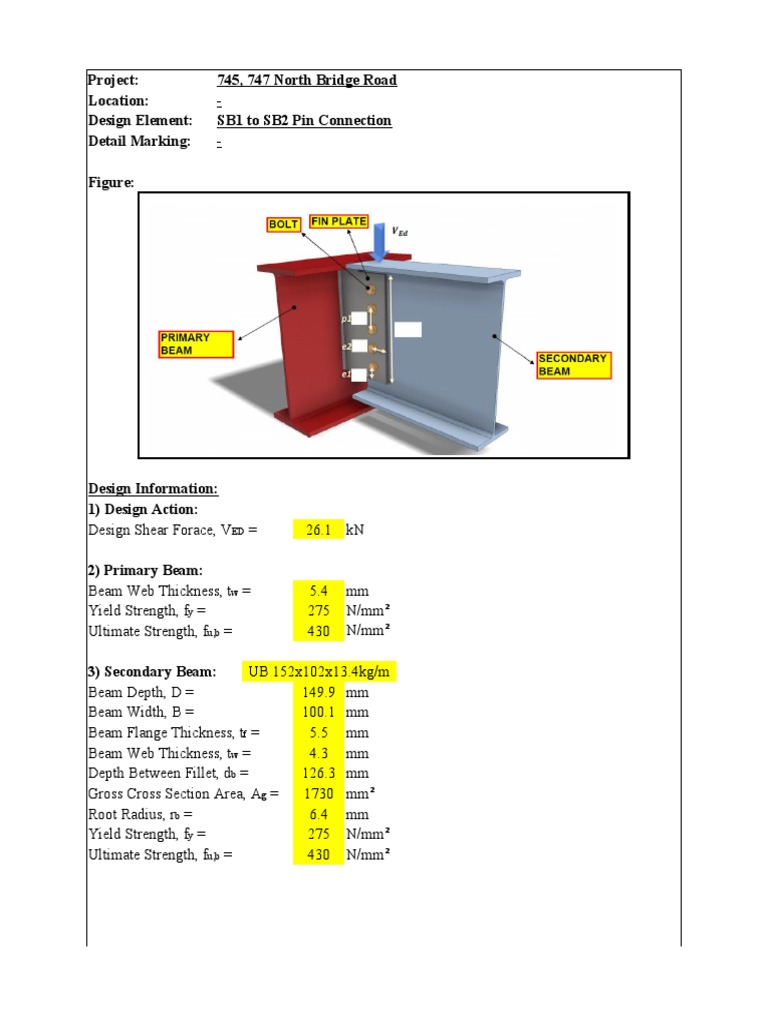 Beam to Beam Shear Connection Design | PDF | Buckling | Beam (Structure)