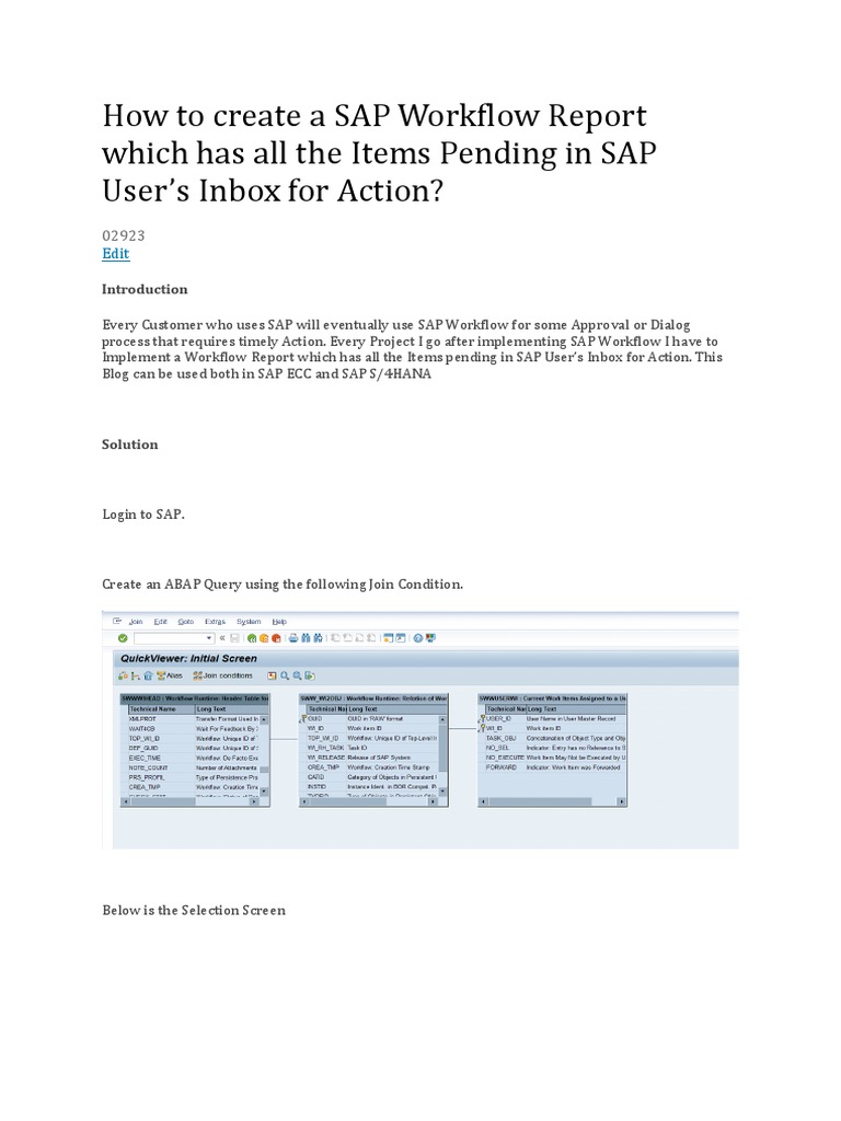 SAP Workflow Report Creation Guide | PDF