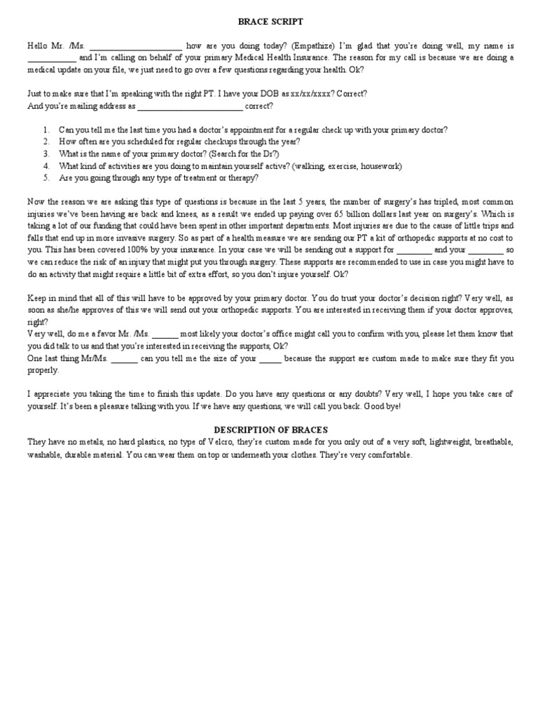 Brace Script Medicare | PDF | Health Economics | Medicine