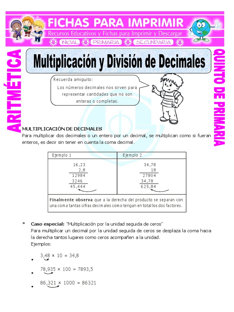 Multiplicación y División de Decimales | PDF | Álgebra abstracta ...