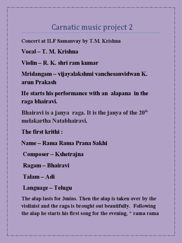 Carnatic Music Project 2 | PDF