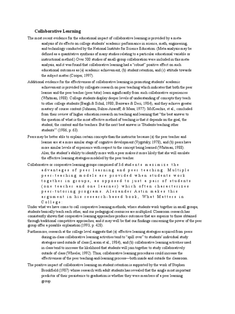 Collaborative Learning | PDF | Learning | Thought
