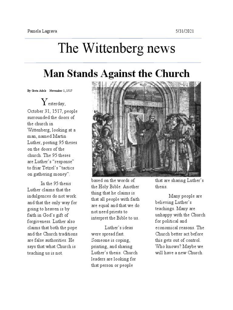 Reformation Newspaper Project | PDF | Martin Luther | Indulgence