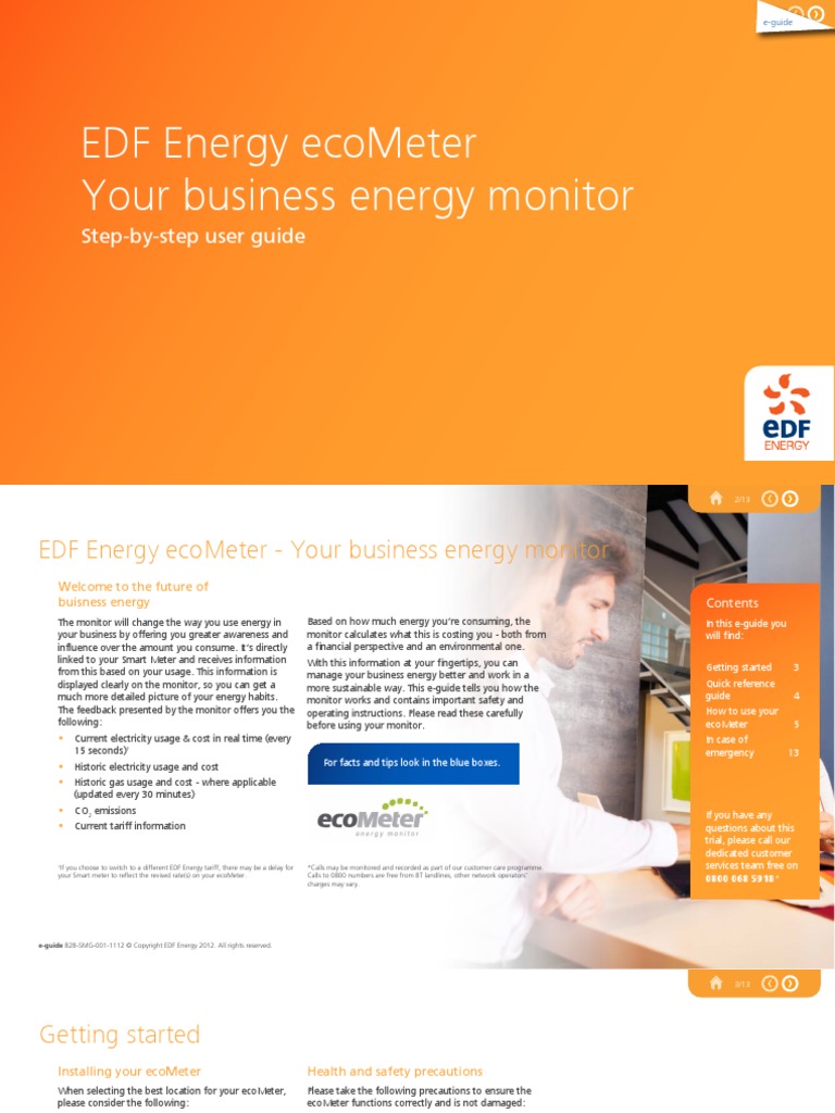 Edf Energy Ecometer Your Business Energy Monitor: Step-By-Step User ...