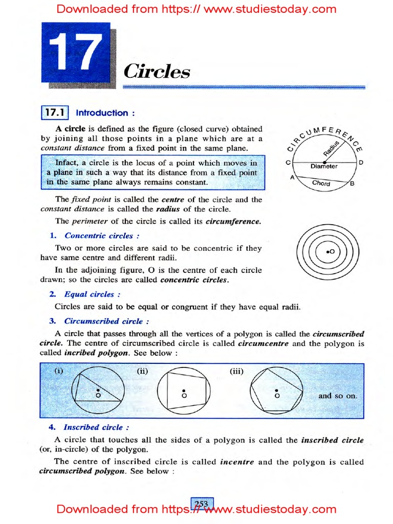 ICSE Class 10 Maths Chapter 17 Circles | PDF