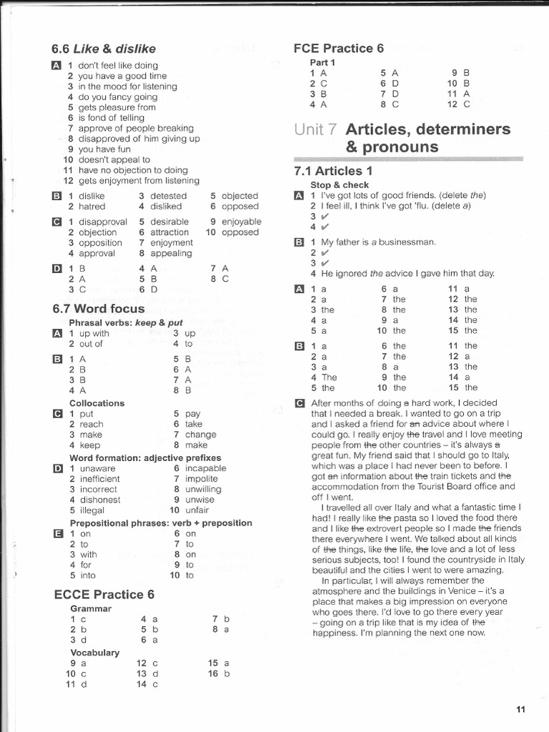 Use of English Answer Booklet Mark Harrison 11 24 | PDF