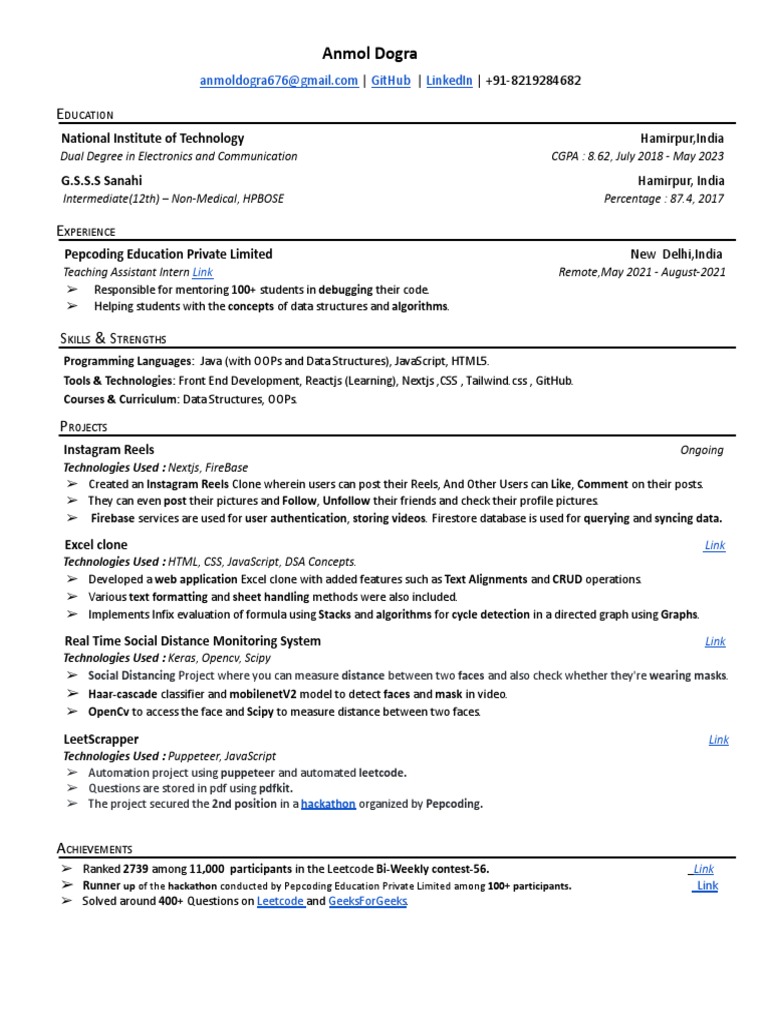 Anmol Dogra: National Institute of Technology G.S.S.S Sanahi | PDF ... Anmol Dogra: National Institute of Technology G.S.S.S Sanahi | PDF ...