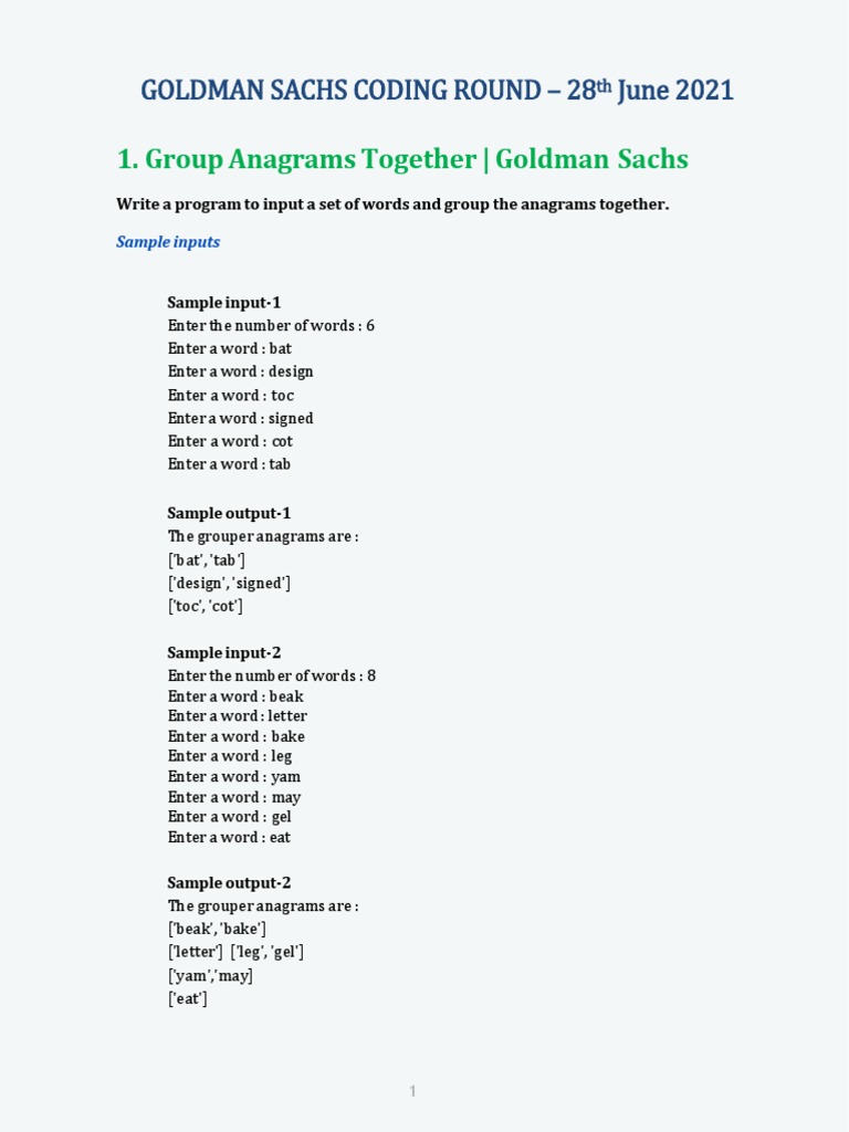 Goldman Sachs Coding Round - 28th June 2021 | PDF | Array Data Structure | Arithmetic
