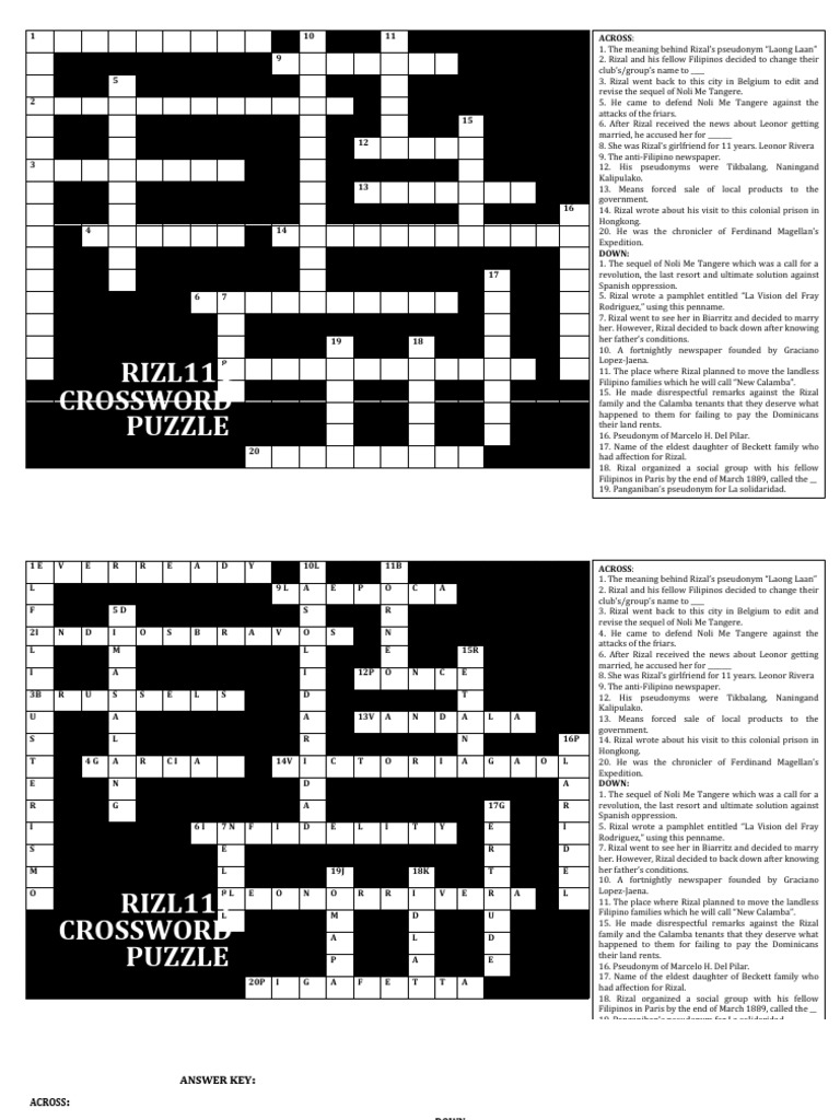 Crossword Puzzle | PDF | Spanish Empire | Philippines