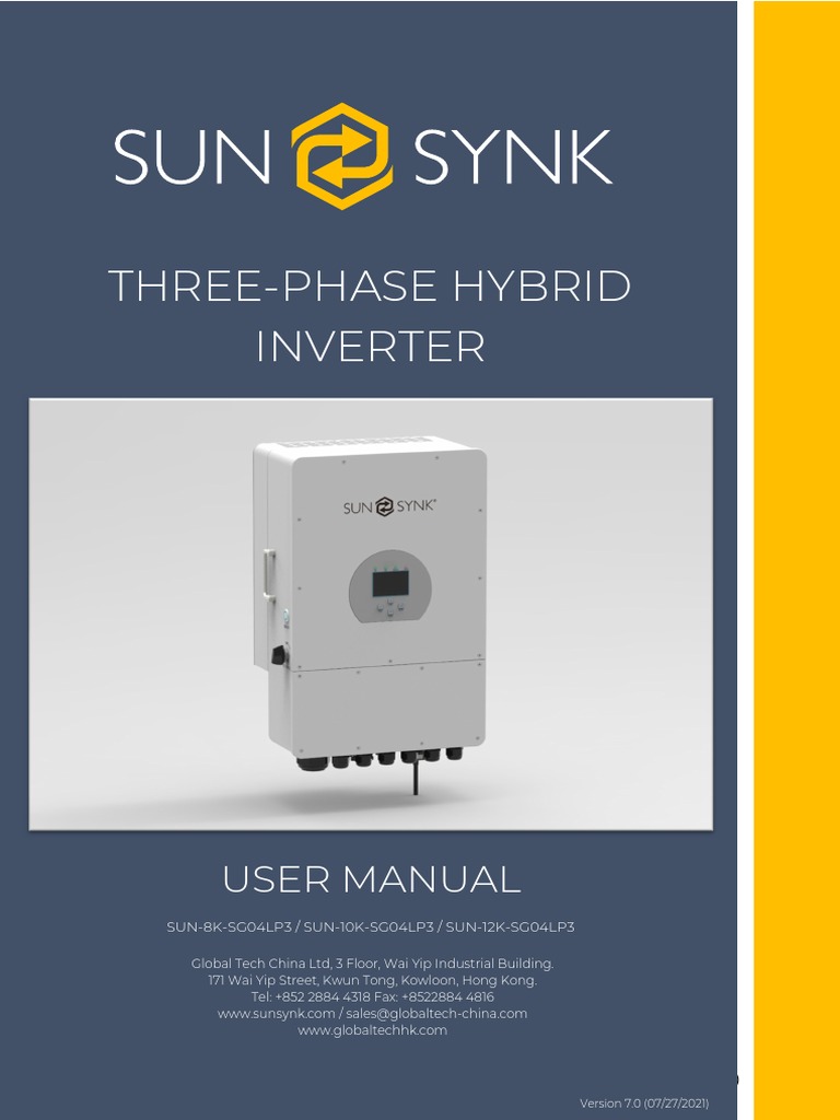 Sunsynk Three Phase Inverter User Manual | PDF