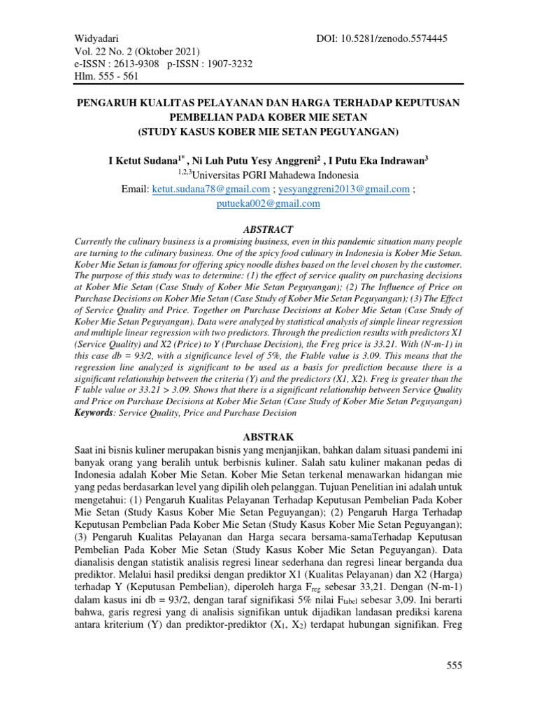 Jurnal Kualitas Pelayanan | PDF | Linear Regression | Regression Analysis