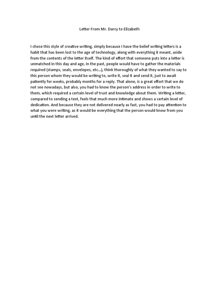 Darcy Letter To Elizabeth | PDF | Mr. Darcy