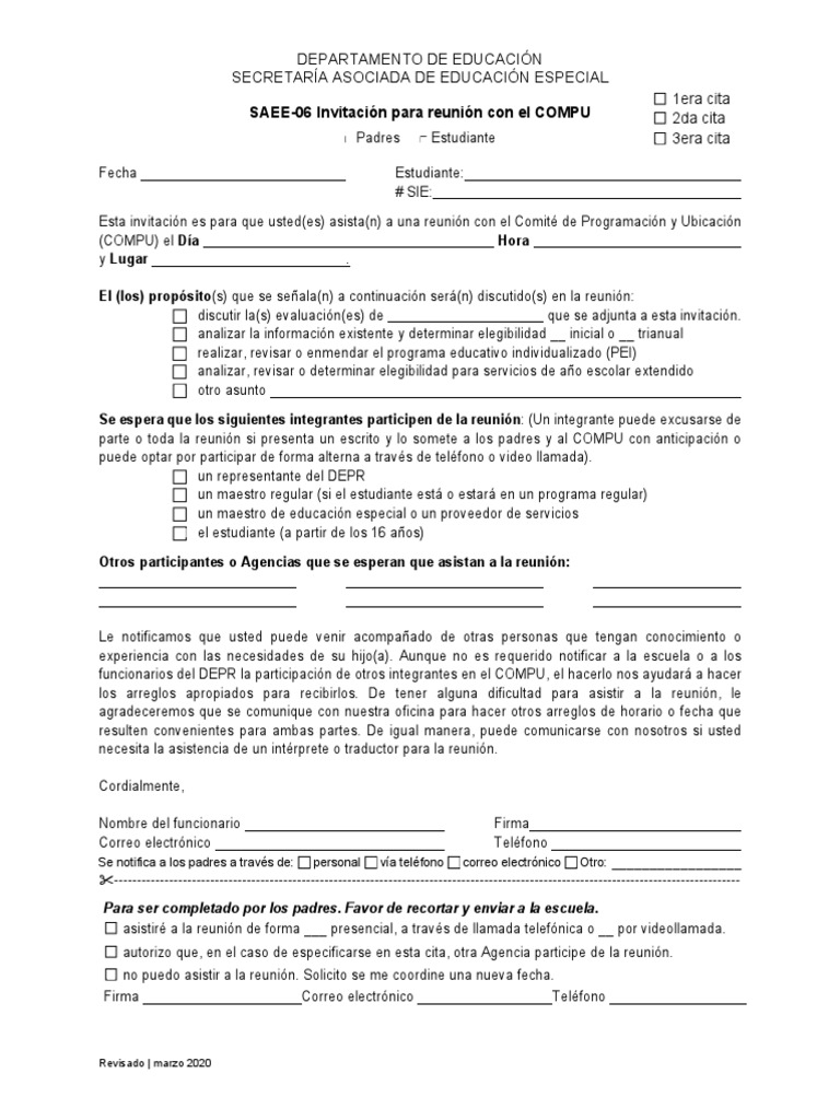 Saee 06 Invitacion para Reunion Con El Compu | PDF