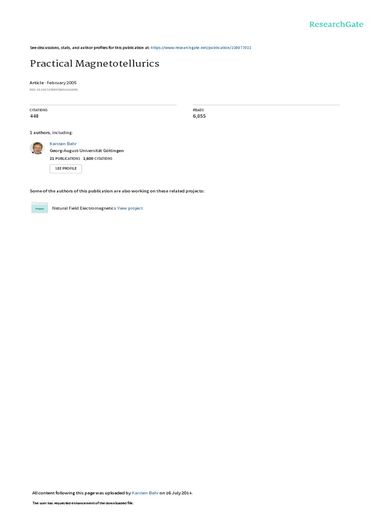 Practical Magnetotellurics | PDF | Geophysics | Physics